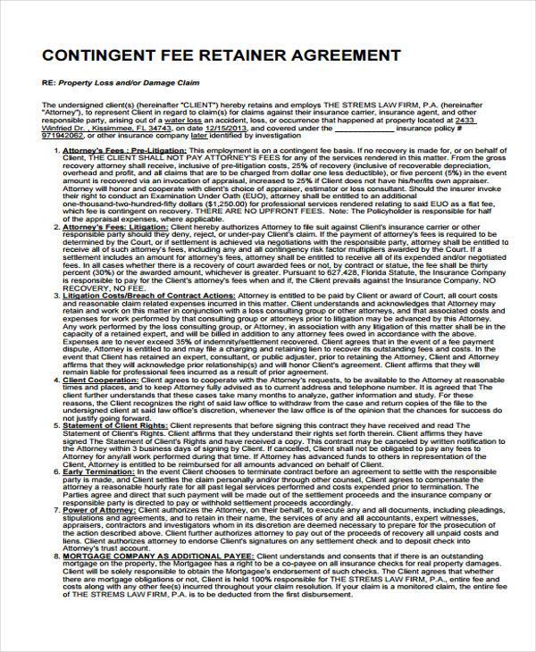 FREE 7+ Sample Contingency Fee Agreement Forms in PDF | MS Word