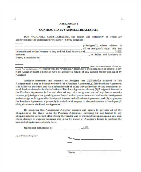 FREE 7+ Contract Assignment Forms in PDF | MS Word