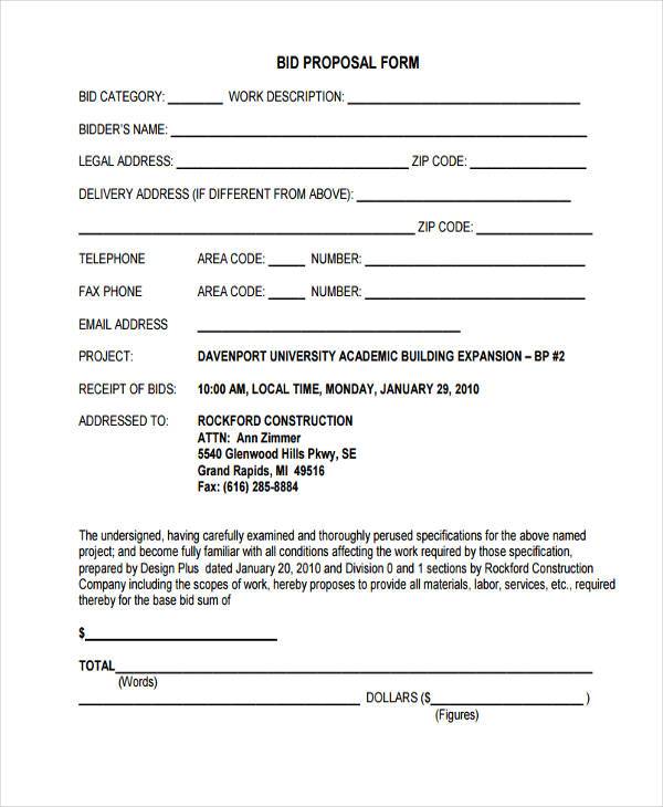 FREE 7+ Contract Proposal Forms in PDF