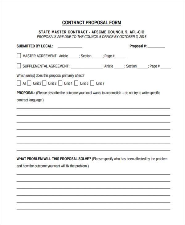 FREE 7+ Contract Proposal Forms in PDF