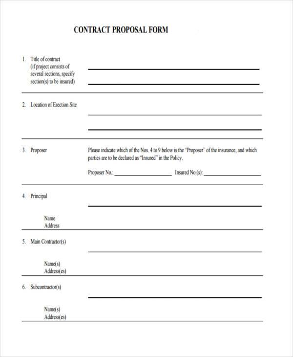 FREE 7+ Contract Proposal Forms in PDF