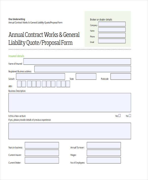 FREE 41+ Proposal Form Samples, PDF, MS Word, Google Docs, Excel
