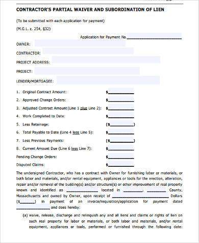 FREE 12+ Construction Lien Waiver Form Samples, PDF, MS Word, Google Docs