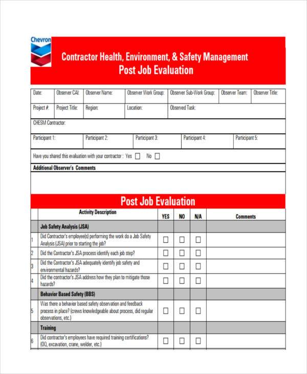 FREE 11+ Job Evaluation Forms in PDF | MS Word | Excel