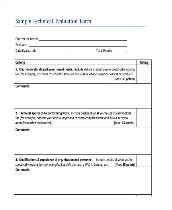 FREE 11+ Contractor Evaluation Form Samples, PDF, MS Word, Google Docs