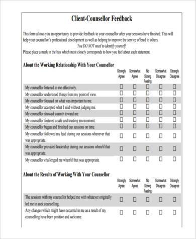 FREE 8+ Sample Counseling Feedback Forms in MS Word | PDF