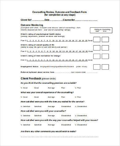 FREE 8+ Sample Counseling Feedback Forms in MS Word | PDF