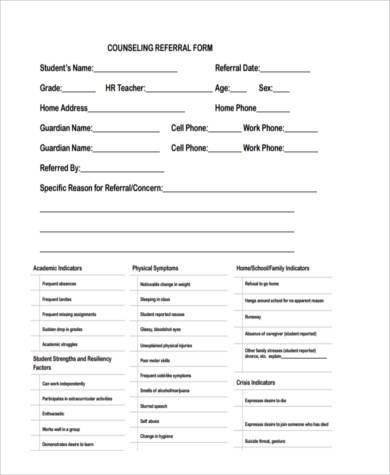 FREE 8+ Sample Counseling Referral Forms in PDF | MS Word