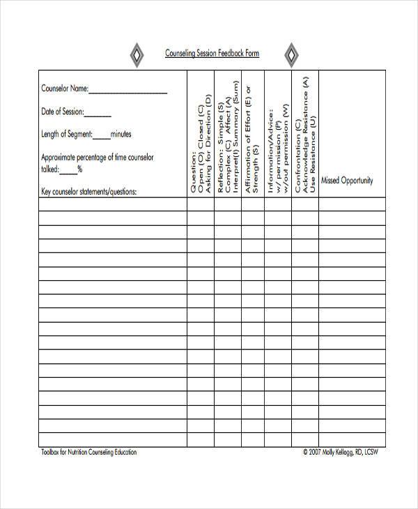 FREE 8+ Sample Session Feedback Forms in PDF | MS Word