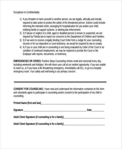 FREE 8+ Sample Counselling Consent Forms in PDF | MS Word
