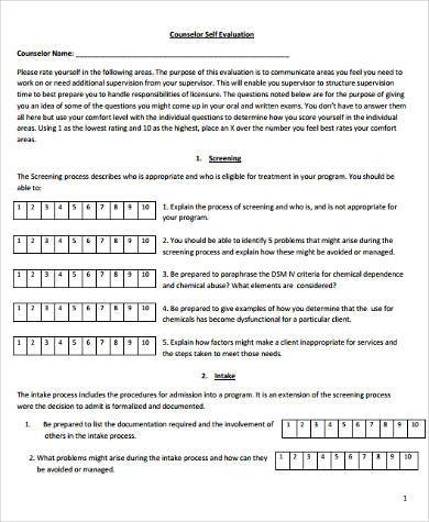 FREE 9+ Sample Counselling Evaluation Forms in PDF | MS Word