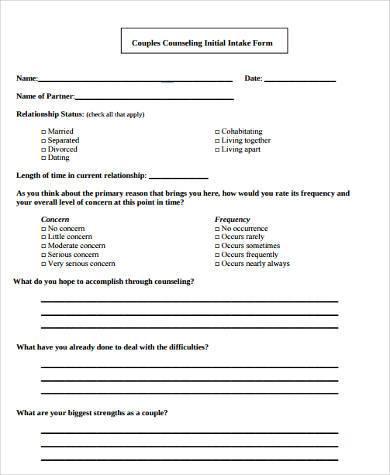 FREE 13+ Counseling Intake Form Samples, PDF, MS Word, Google Docs