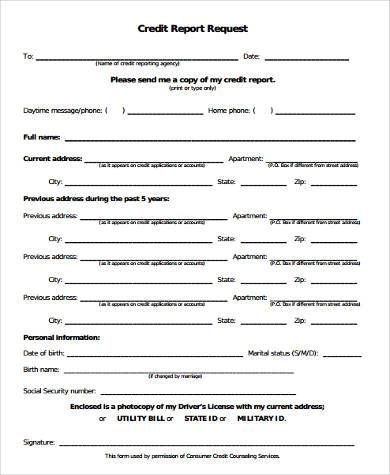 FREE 9+ Sample Credit Report Forms in PDF | MS Word