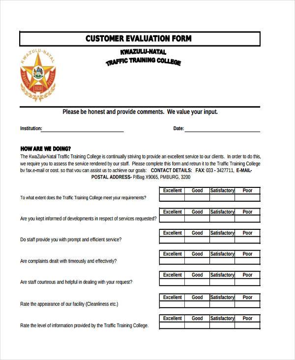FREE 7+ Customer Evaluation Forms in PDF | MS Word