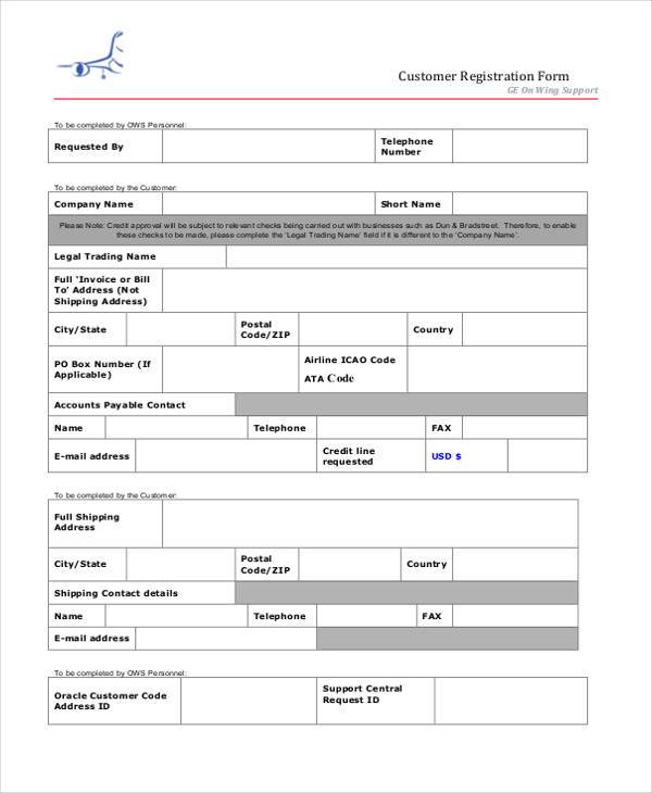 FREE 12+ Customer Registration Form Samples, PDF, MS Word, Google Docs ...