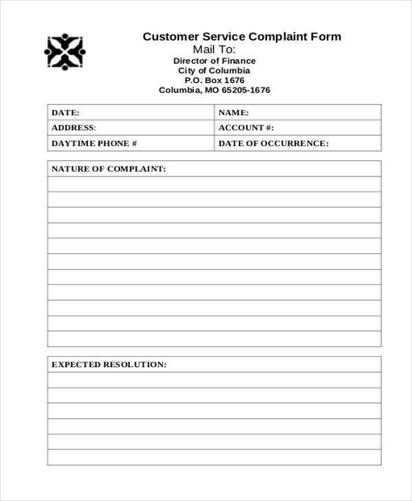 FREE 6+ Sample Service Complaint Forms in PDF | MS Word