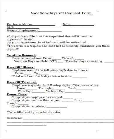 FREE 12+ Day Off Request Form Samples, PDF, MS Word, Google Docs