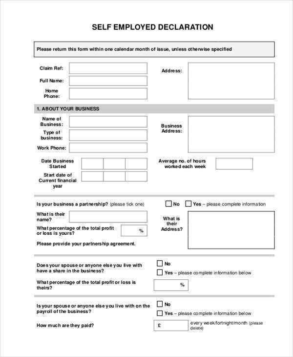 FREE 13+ Employment Declaration Form Samples, PDF, MS Word, Google Docs
