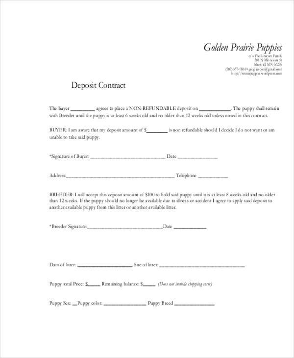 FREE 7+ Sample Deposit Contract Forms in PDF | MS Word
