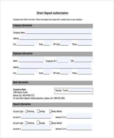 FREE 8+ Sample Direct Deposit Authorization Forms in PDF | MS Word