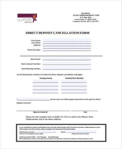 FREE 7+ Sample Direct Deposit Cancellation Forms in PDF | MS Word