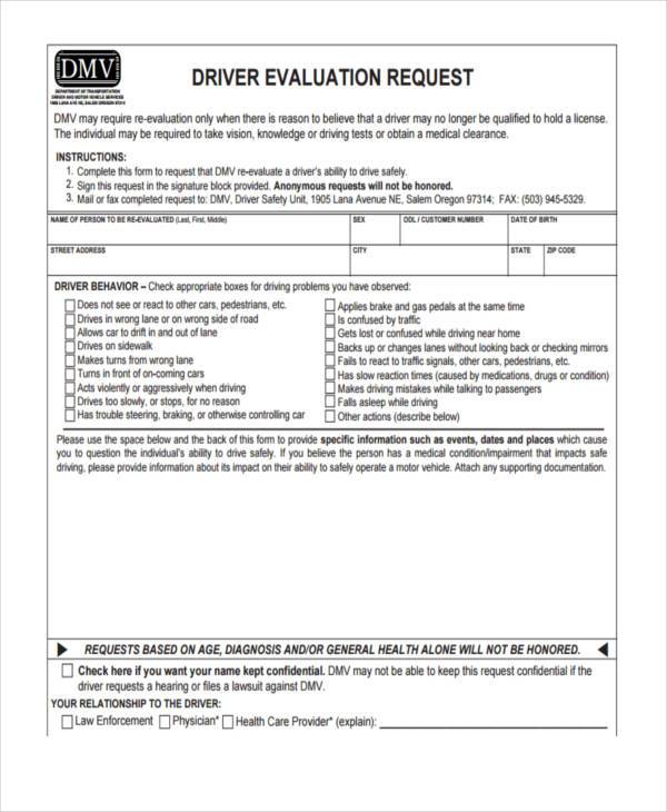 FREE 13+ Driver Evaluation Form Samples, PDF, MS Word, Google Docs