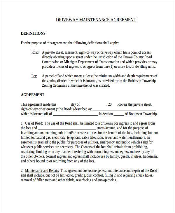 FREE 9+ Road Maintenance Agreement Forms in PDF | MS Word