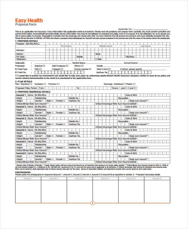 FREE 9+ Health Proposal Forms in PDF | MS Word