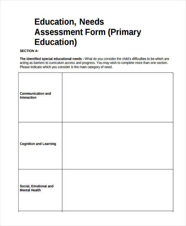 FREE 8+ Education Assessment Form Samples in PDF | MS Word