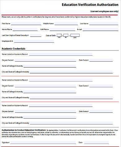 FREE 8+ Sample Education Verification Forms in PDF | MS Word