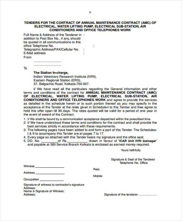 FREE 8 Sample Maintenance Contract Forms In PDF MS Word