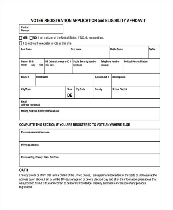 FREE 7+ Voter Registration Forms in PDF | MS Word