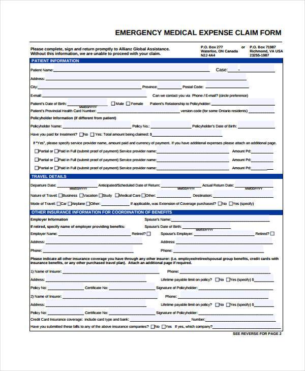 FREE 8+ Sample Medical Expense Forms in PDF | MS Word