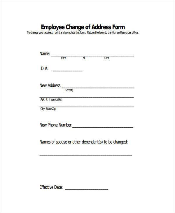 FREE 11+ Employee Address Form Samples, PDF, MS Word, Google Docs