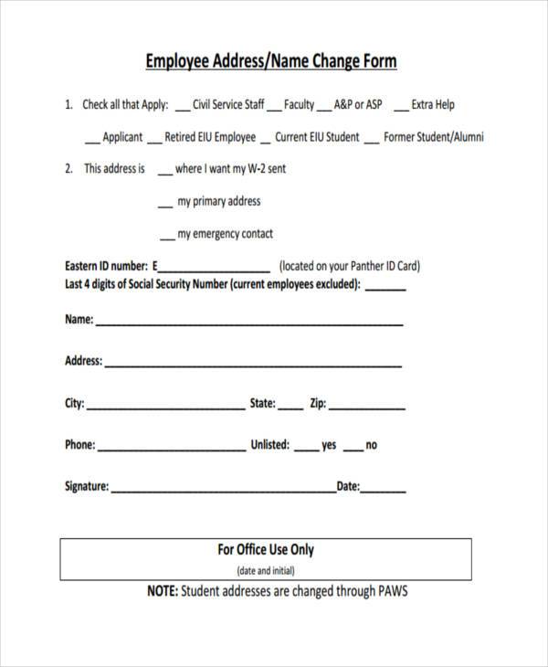 FREE 11+ Employee Address Form Samples, PDF, MS Word, Google Docs