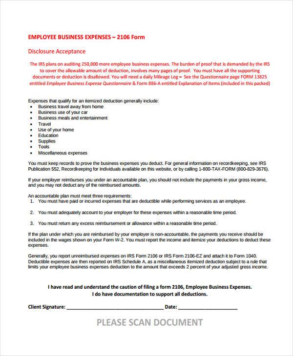 FREE 8+ Sample Employee Expense Forms in PDF | MS Word