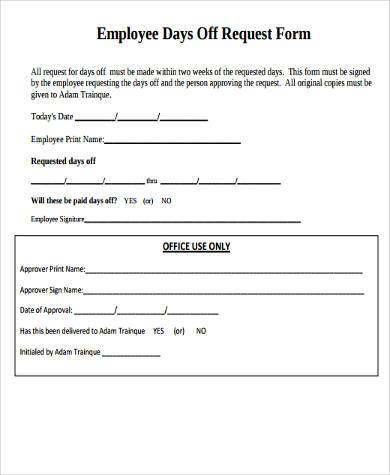 FREE 12+ Day Off Request Form Samples, PDF, MS Word, Google Docs