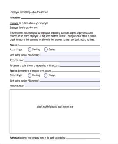 FREE 8+ Sample Direct Deposit Authorization Forms in PDF | MS Word
