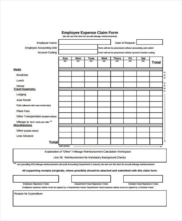 FREE 8+ Sample Employee Expense Forms in PDF | MS Word