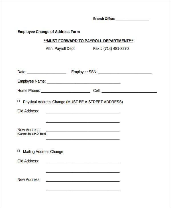 FREE 11+ Employee Address Form Samples, PDF, MS Word, Google Docs