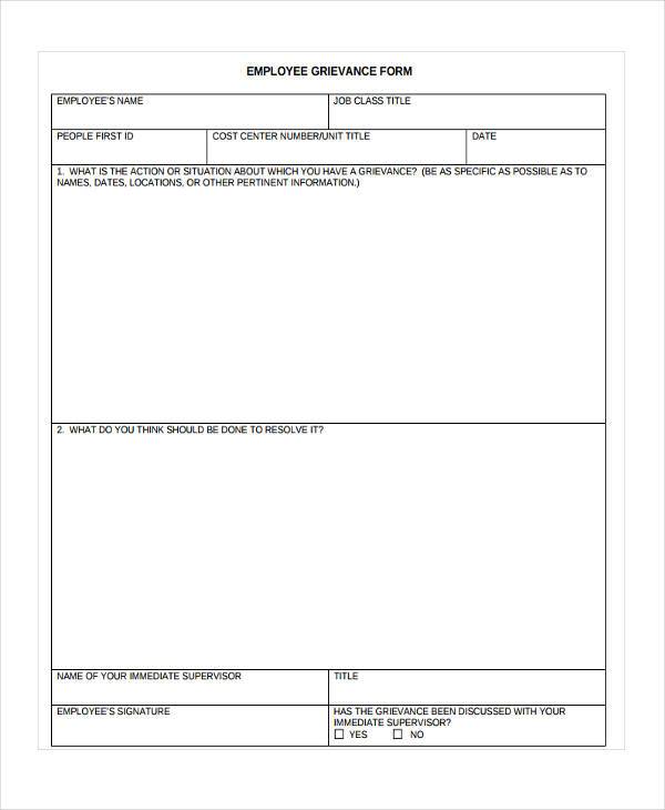 FREE 11+ Employee Grievance Form Samples, PDF, MS Word, Google Docs