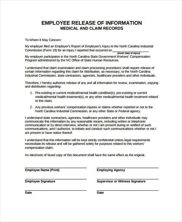 FREE 9+ Sample Employee Release Forms in PDF | MS Word | Excel