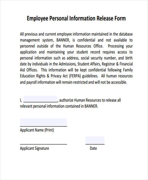 FREE 9+ Sample Employee Release Forms in PDF | MS Word | Excel