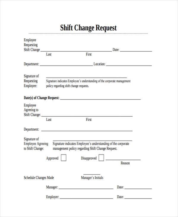 FREE 11+ Employee Shift Change Form Samples, PDF, MS Word, Google Docs