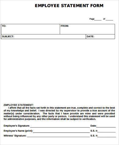 FREE 14+ Employee Statement Form Samples, PDF, MS Word, Google Docs, Excel