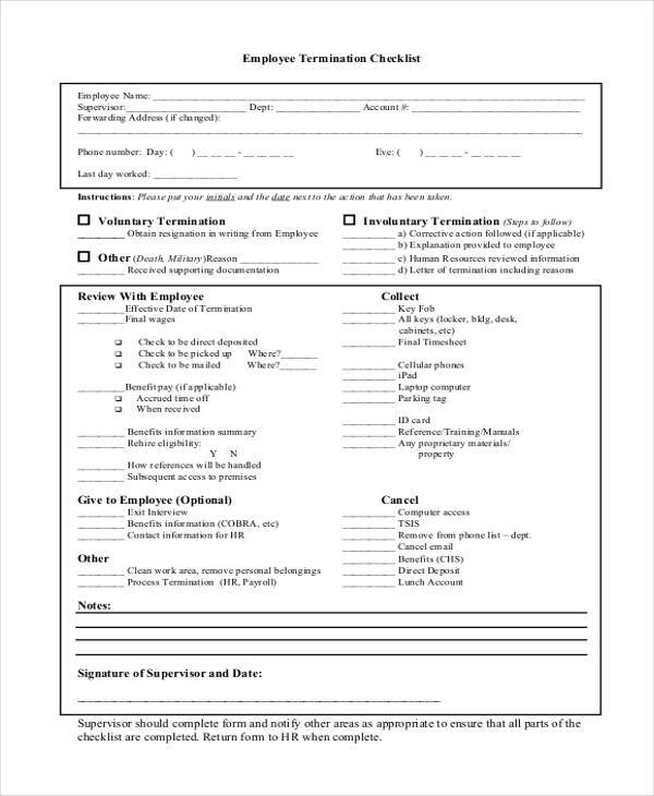 FREE 12+ Employee Termination Form Samples, PDF, MS Word, Google Docs