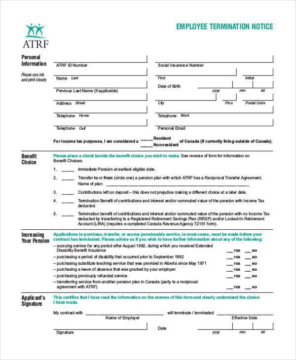FREE 12+ Employee Termination Form Samples, PDF, MS Word, Google Docs