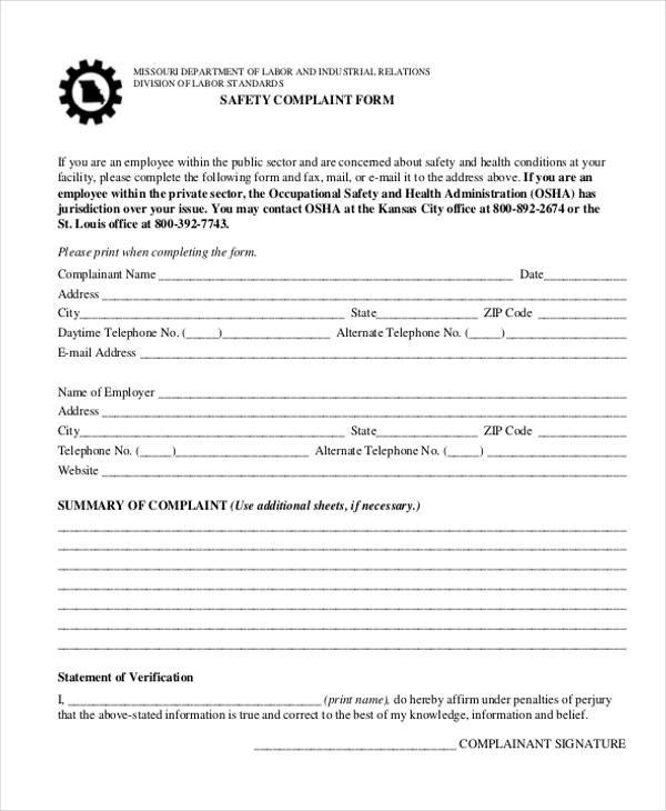 FREE 9+ Sample Employee Complaint Forms in MS Word | PDF