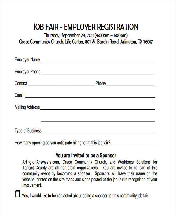FREE 9+ Job Fair Registration Forms in PDF | MS Word