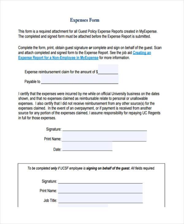 FREE 7+ Sample Employment Expenses Forms in MS Word | PDF